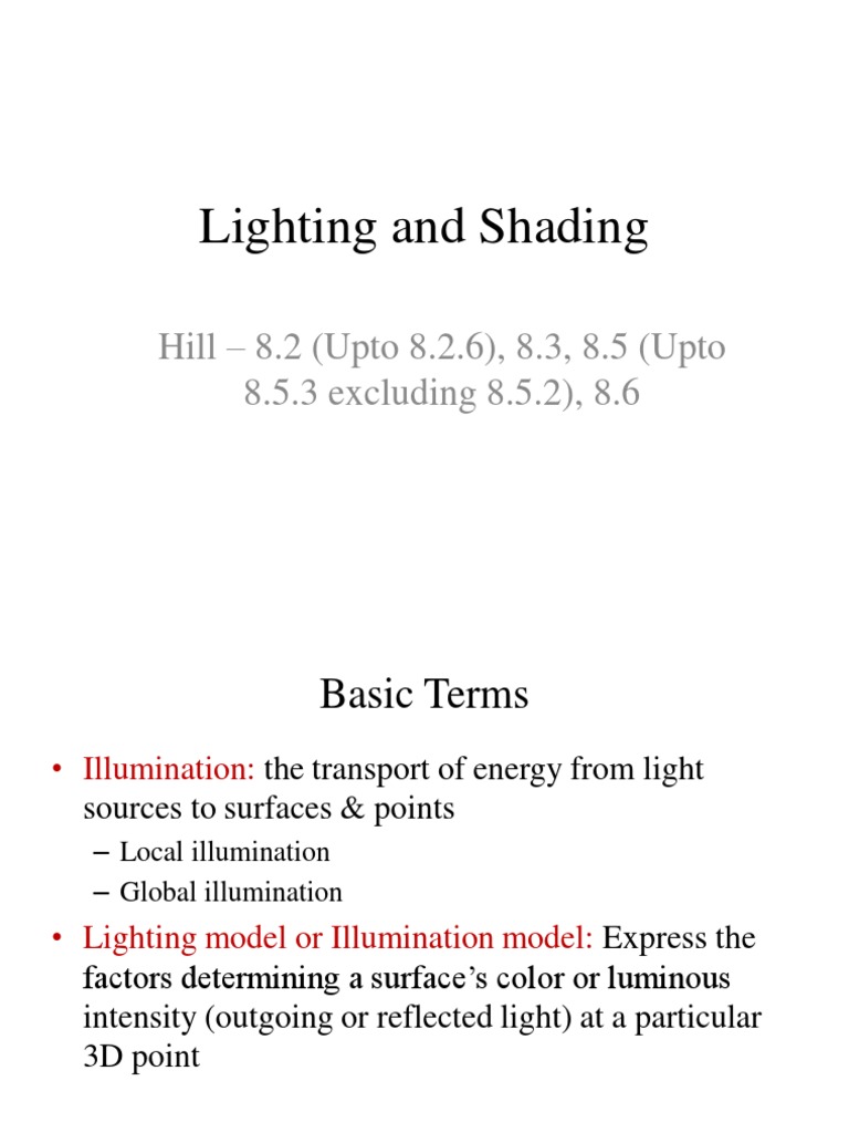 W09-Lighting and Shading | PDF | Reflection (Physics) | Texture Mapping