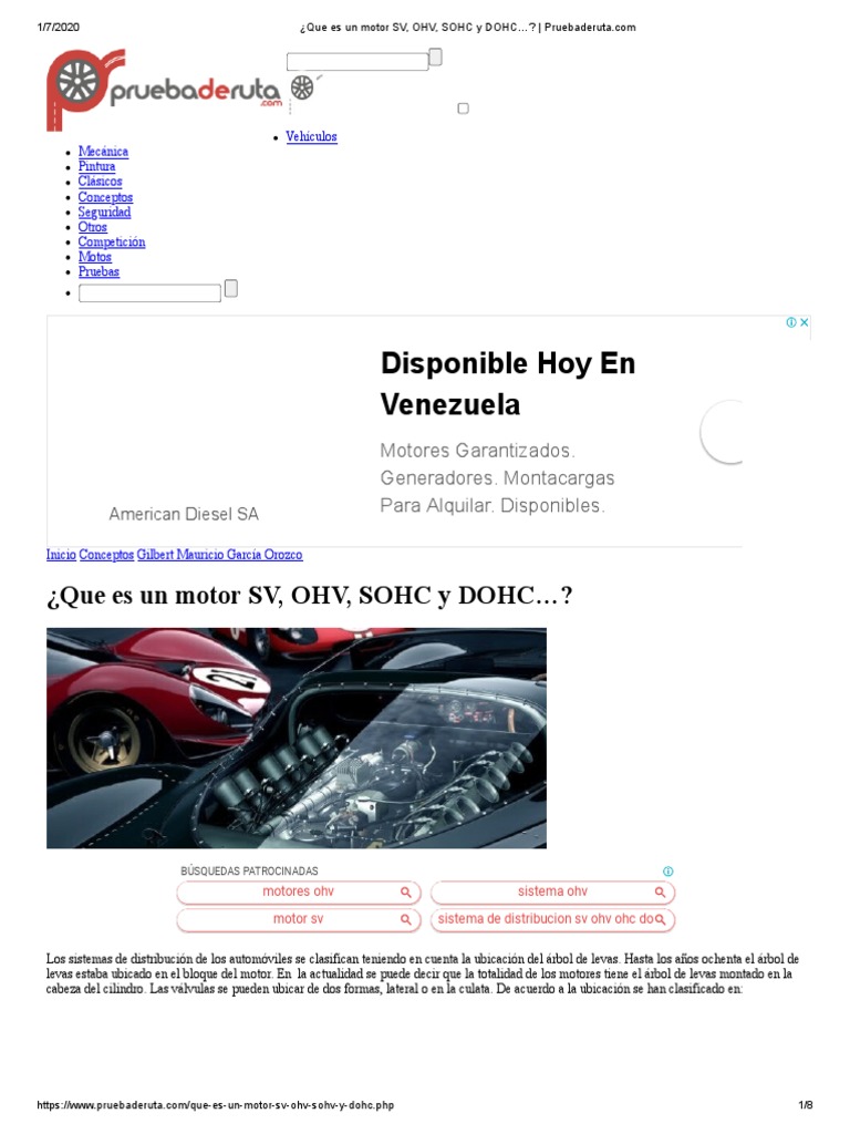 ¿Que Es Un Motor SV, OHV, SOHC y DOHC | PDF | Conversión de energía | Propulsión