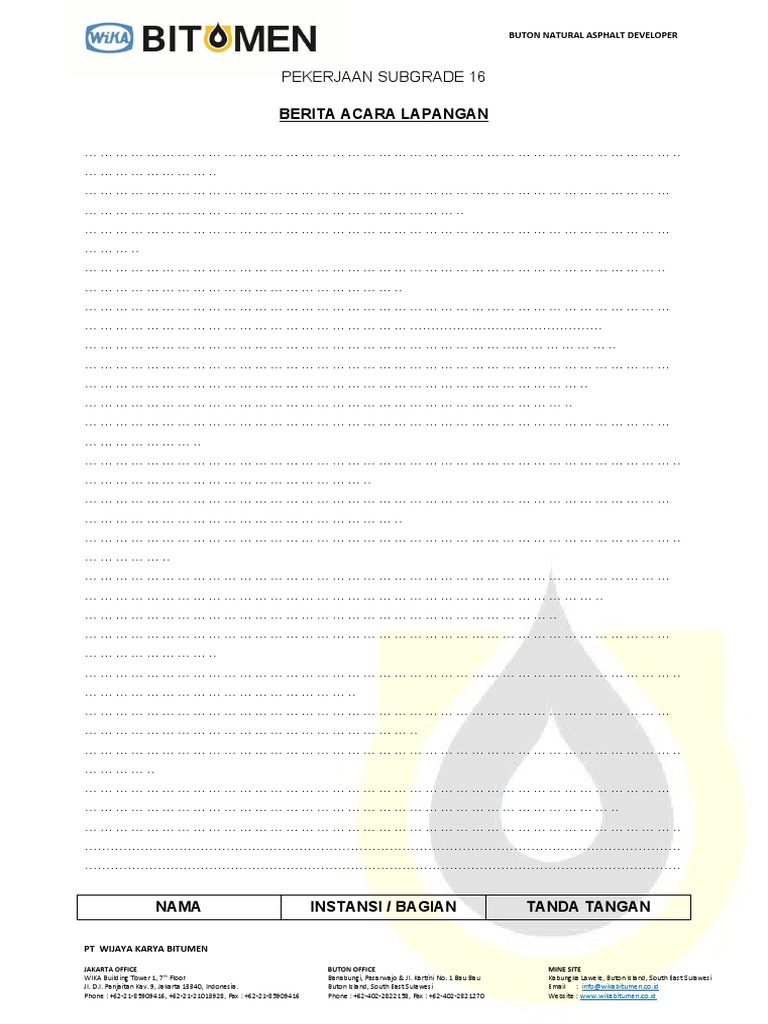 Format Berita Acara Lapangan | PDF