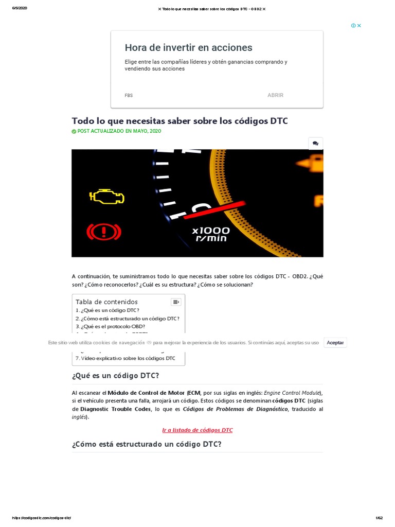Todo Lo Que Necesitas Saber Sobre Los Códigos DTC - OBD2 | PDF | Vehículos | Tecnología de vehículos