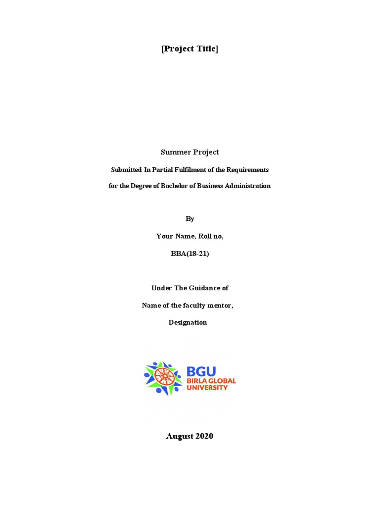 Summer Project - Template | PDF | Academic Degree | Cognition