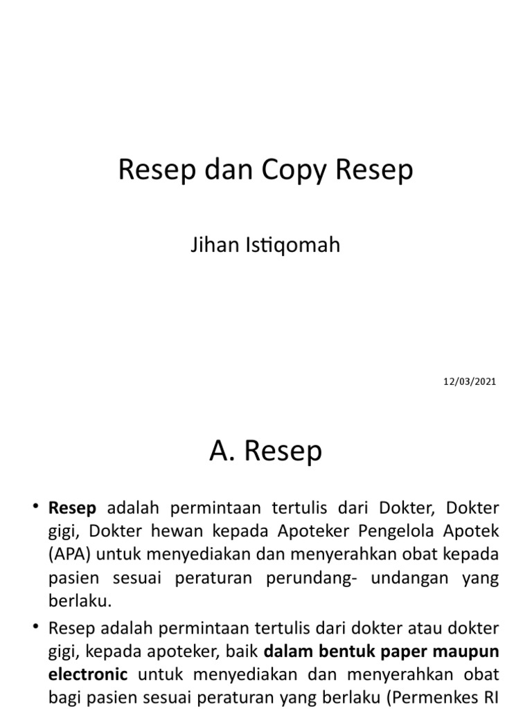 Memahami Resep dan Copy Resep | PDF | Kesehatan Holistik | Pengembangan ...