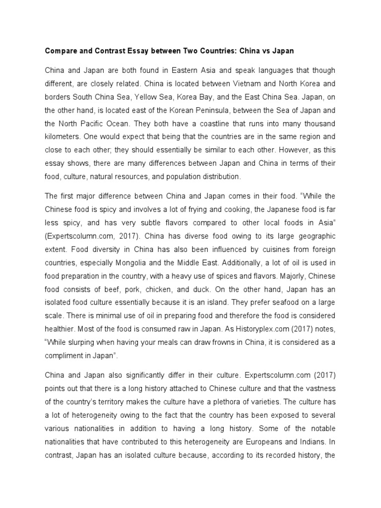 Compare and Contrast Essay Between Two Countries | PDF | Spice | Korea