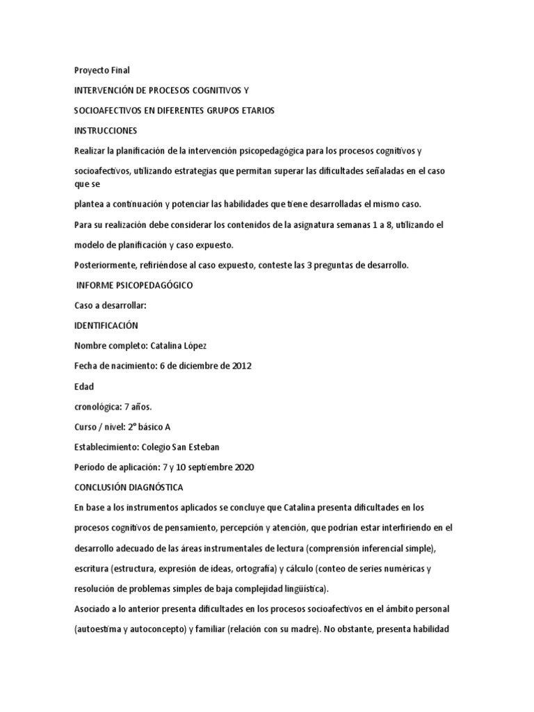 Proyecto Final - Docx Intervencion - Docx Listo | Descargar gratis PDF | Las emociones | Aprendizaje