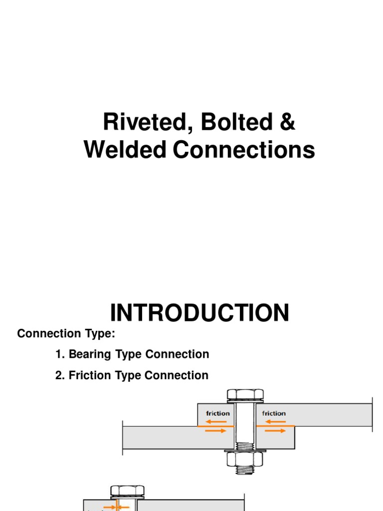 Rivet, Bolted and Welded Conncetion | PDF | Rivet | Friction