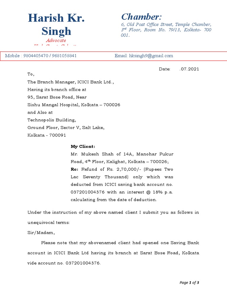 Consumer Notice Mukesh Shah Final | PDF | Kolkata | Justice