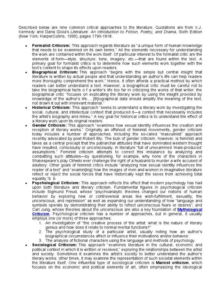Nine Critical Approaches to Literature | PDF | Deconstruction ...