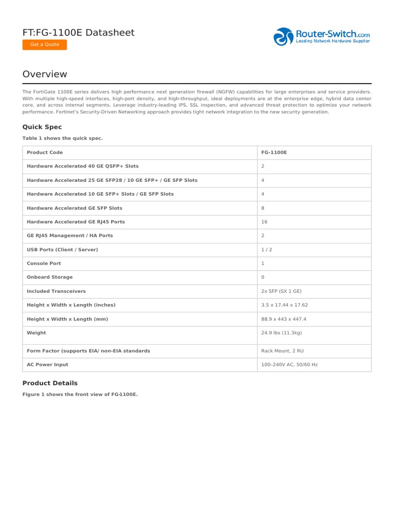 FT:FG-1100E Datasheet: Quick Spec | PDF | Information And ...
