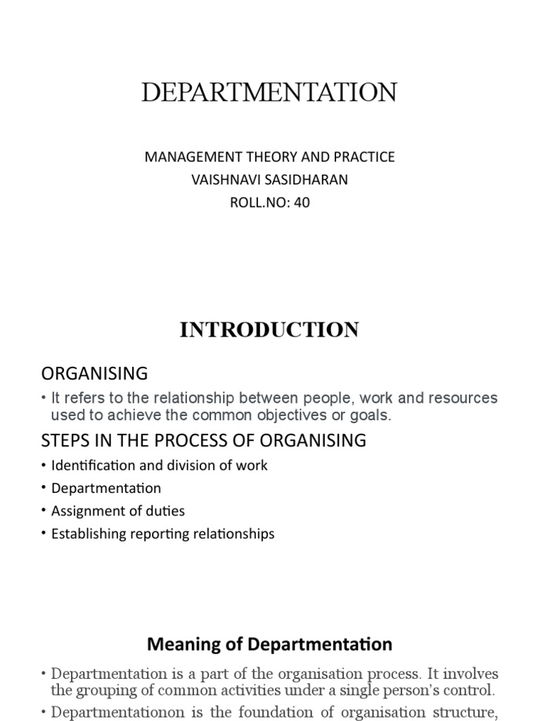 Understanding Departmentation in Management | PDF | Marketing ...