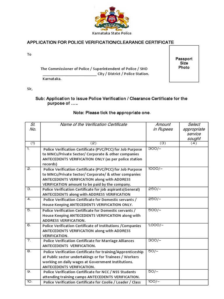 Application for Police Verification Certificate | PDF | Government And ...