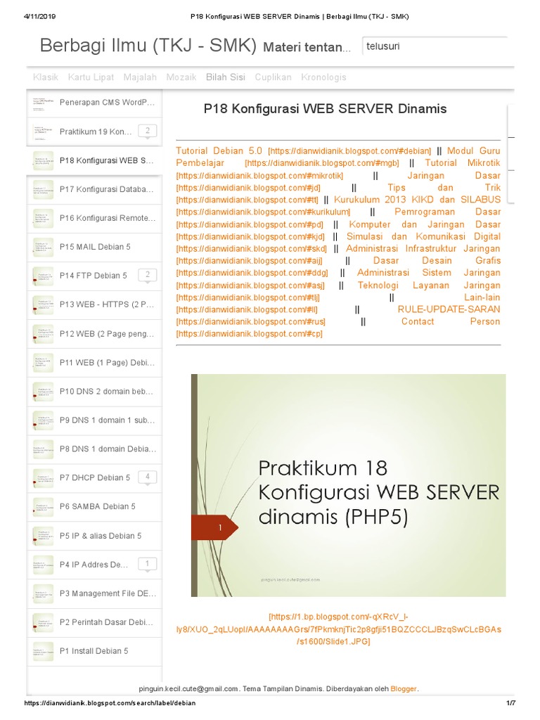 P18 Konfigurasi WEB SERVER Dinamis - Berbagi Ilmu (TKJ - SMK) | PDF ...