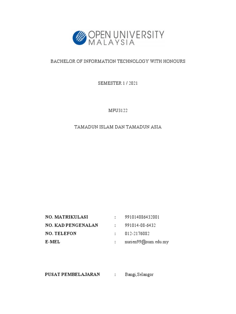 Assignment TITAS MPU3122 | PDF