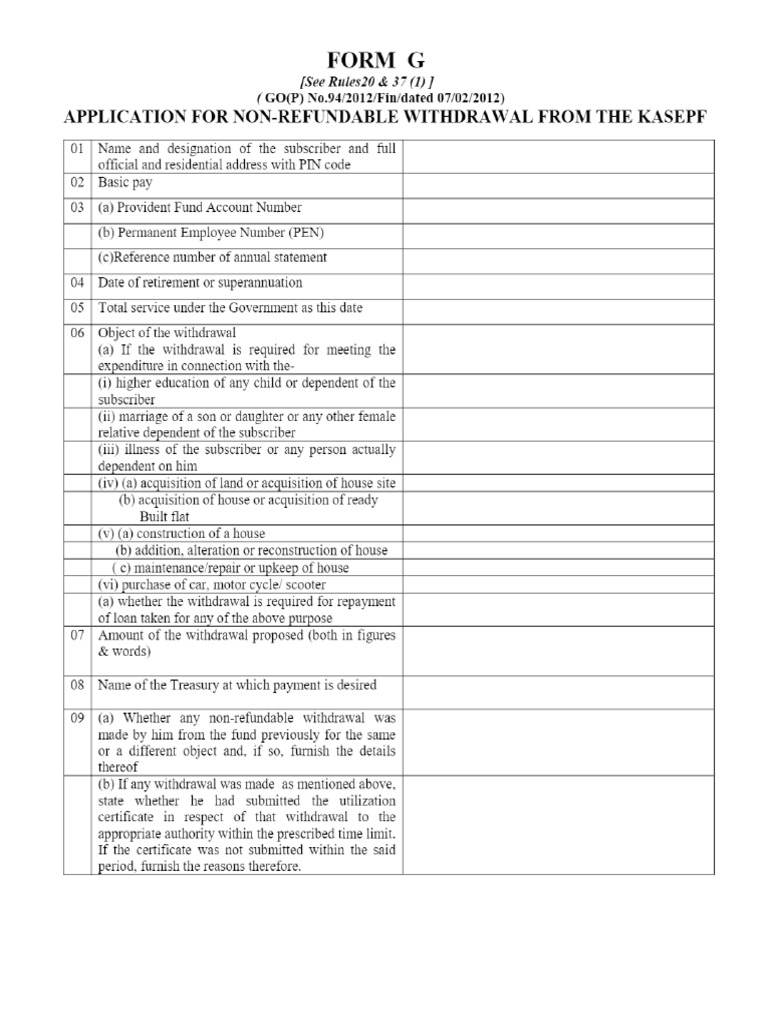 KASEPF NRA Form G | PDF