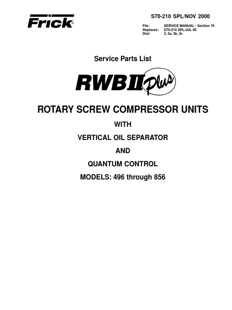 Rotary Screw Compressor Units: Service Parts List | PDF | Valve | Pump