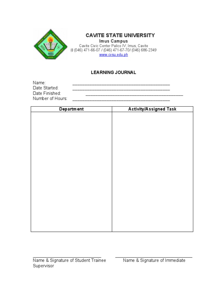 Cavite State University: Learning Journal | PDF | Career & Growth ...