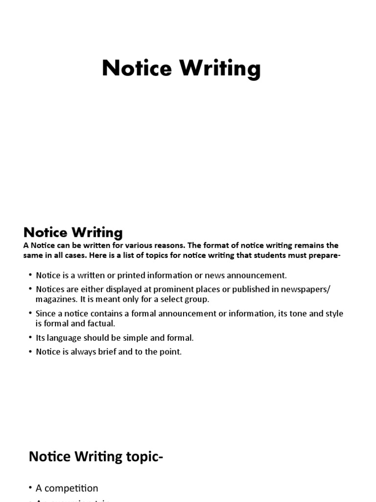 Notice Writing | PDF