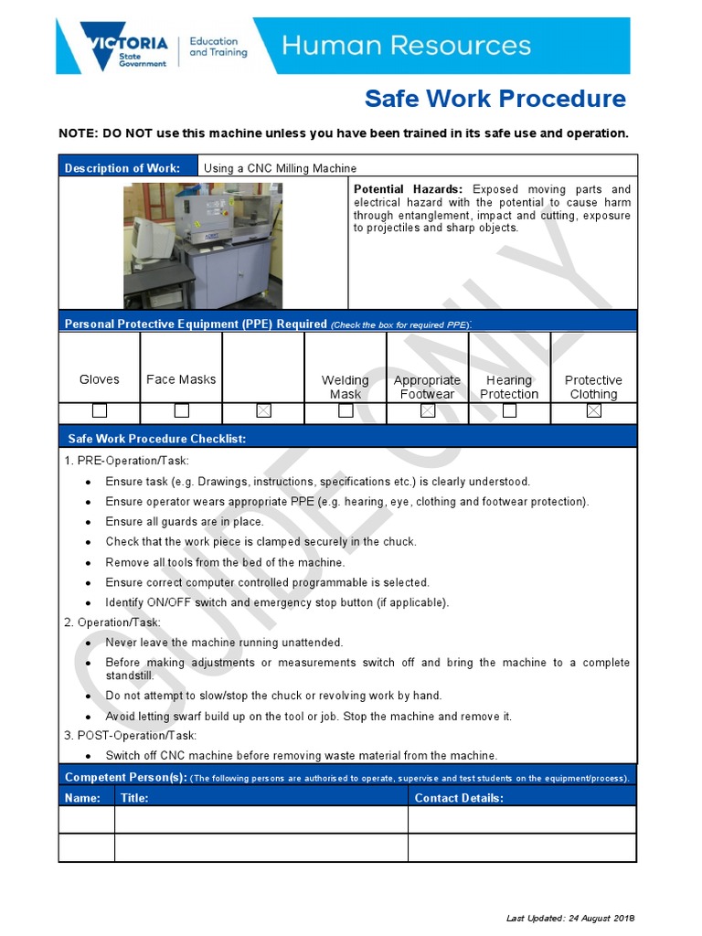 CNC Milling Machine Safety Procedures | PDF