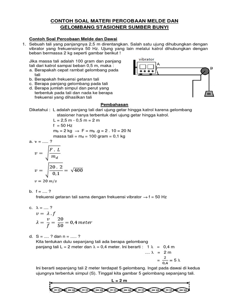 Contoh Soal Melde Dan Gel - Stasioner Sumber Bunyi | PDF