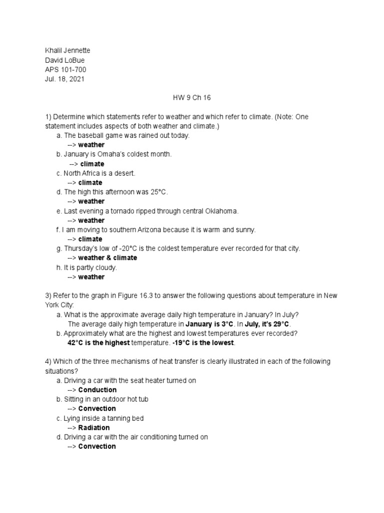 HW 9 CH 16 | PDF | Weather | Climate