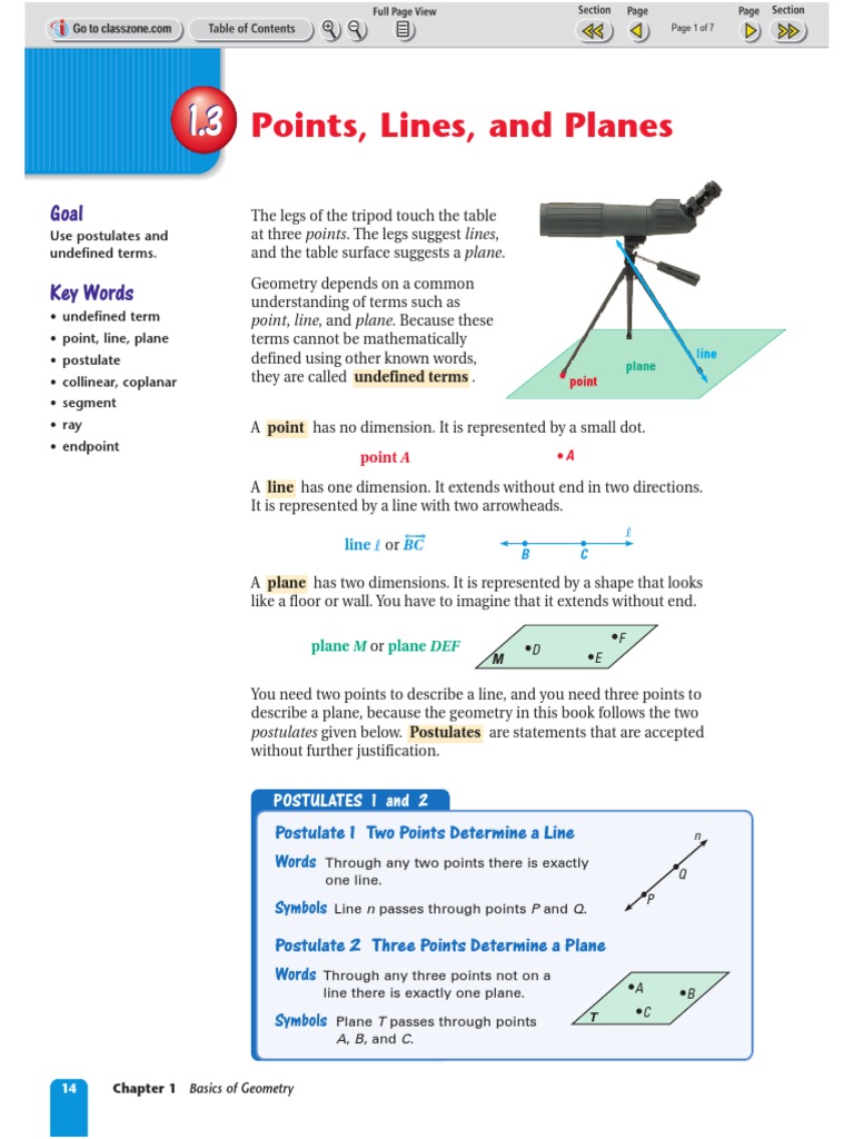 Points, Lines, and Planes: Point, Line, and Plane. Because These | PDF ...