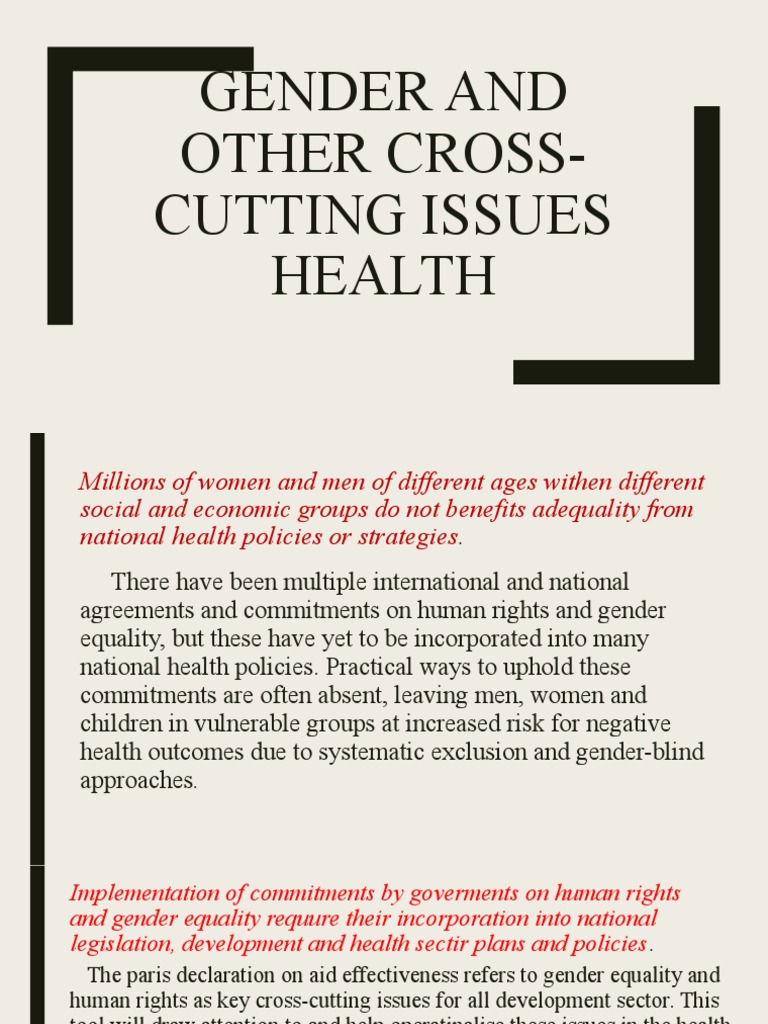 Gender and Health: Cross-Cutting Issues | PDF | Gender Equality ...