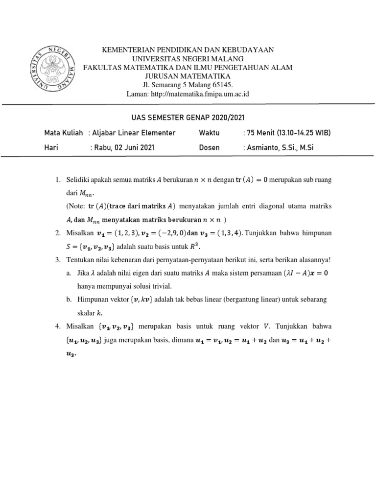 Soal Uas Ale 2020-2021 | PDF | Metode & Bahan Ajar | Sains & Matematika