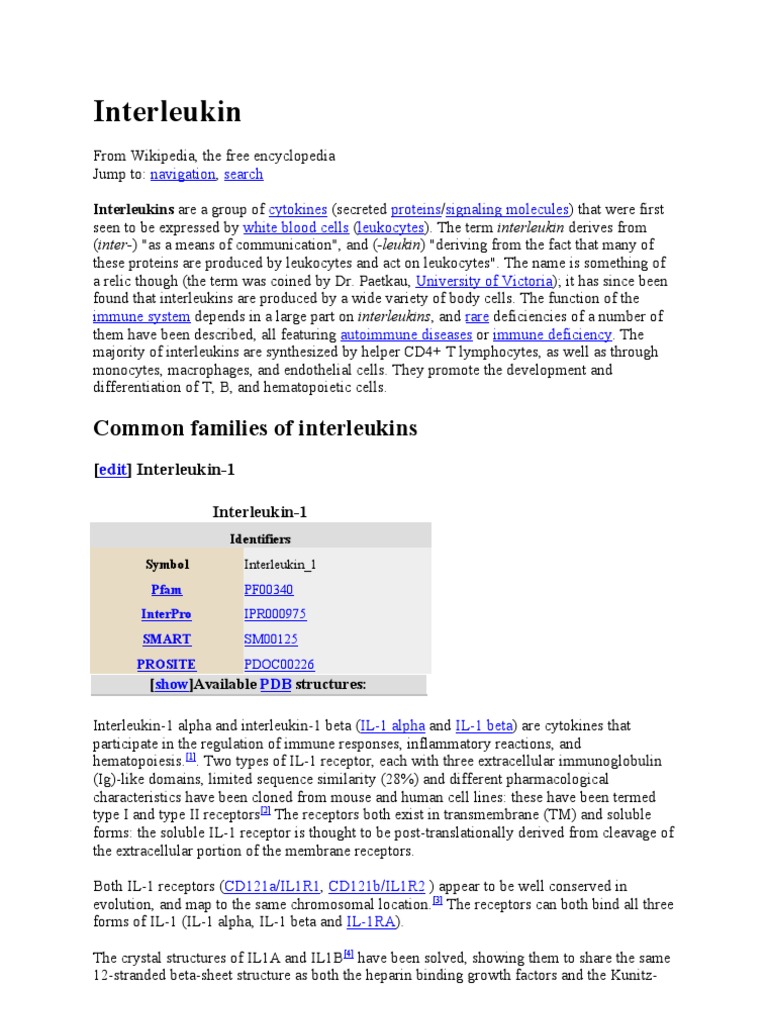 Interleukin | PDF | Interleukin | T Helper Cell