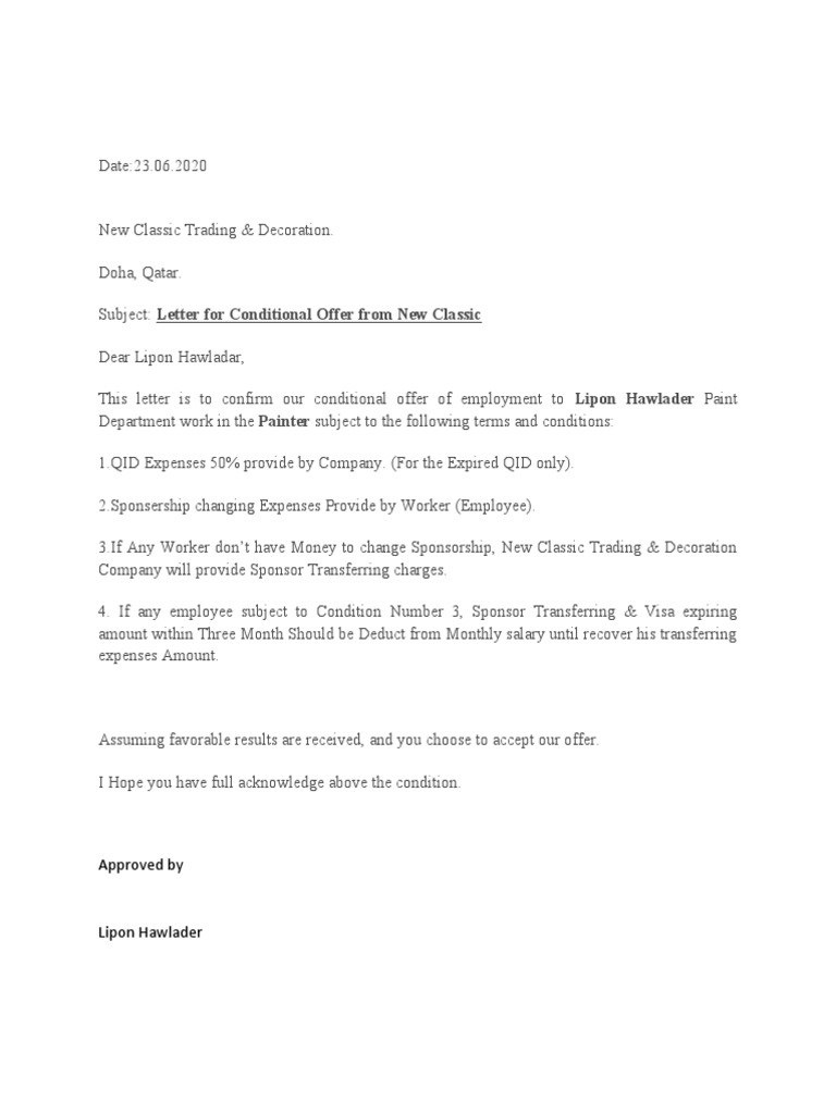 Condition Letter | PDF