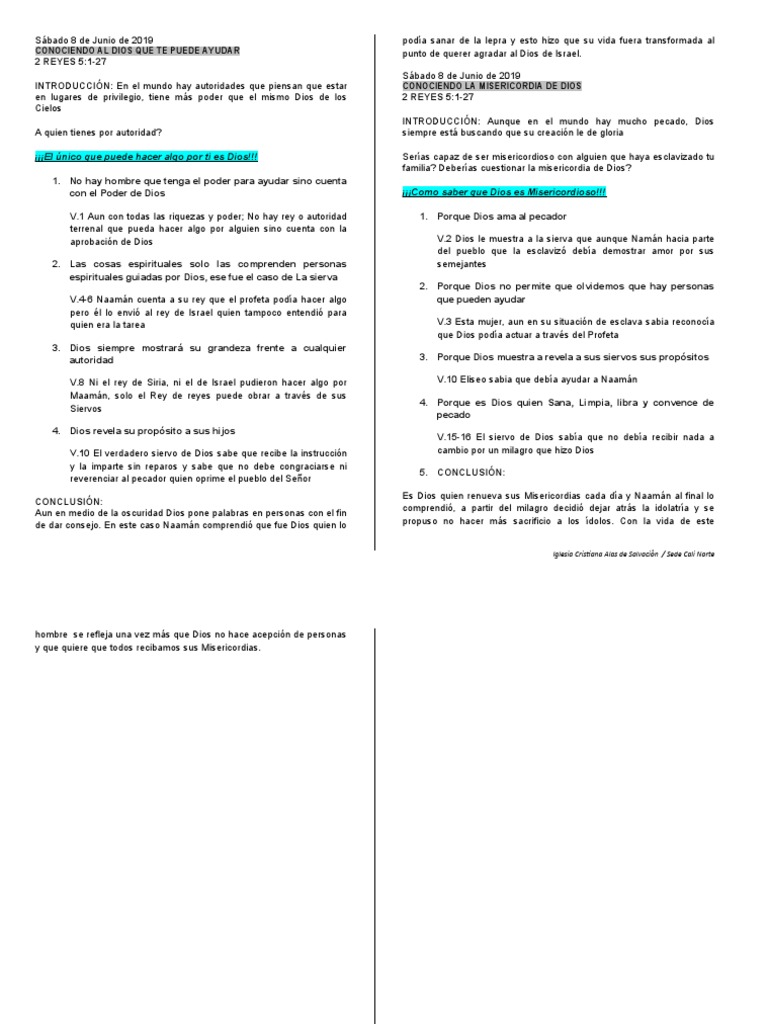2 Reyes 5 1-27 | PDF | Pecado | Salvación