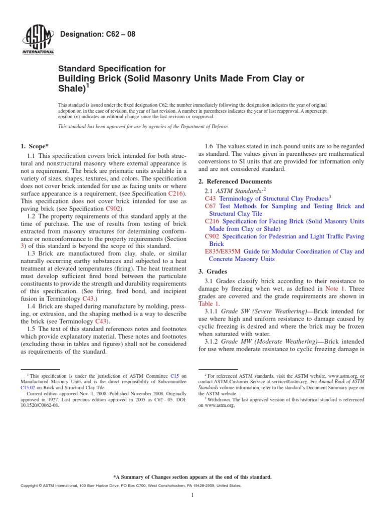 Astm C62 | PDF | Brick | Precipitation