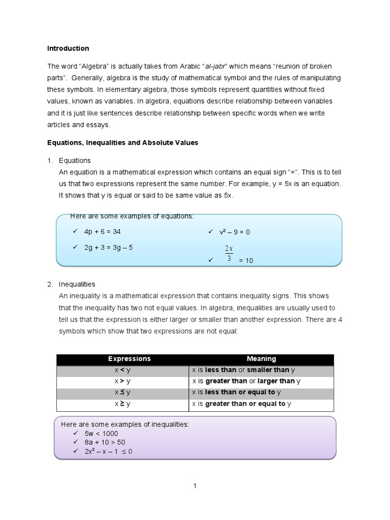 Algebra Assignment | PDF | Variable (Mathematics) | Equations