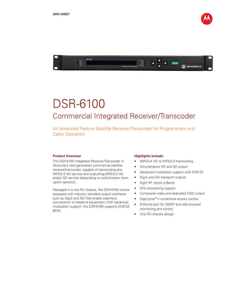Commercial Integrated Receiver/Transcoder | PDF | Information And ...
