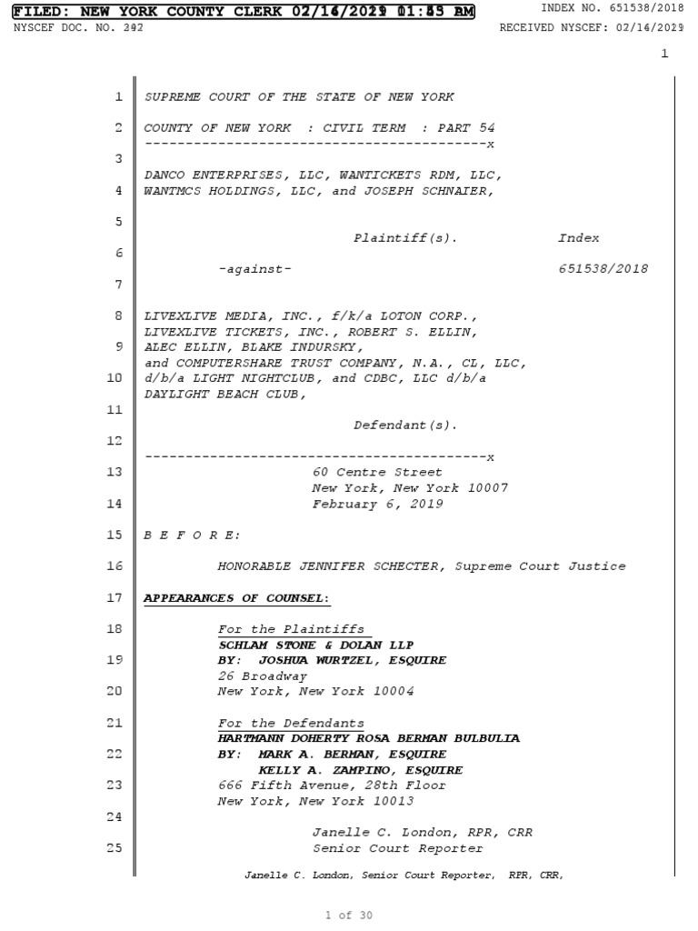 Hearing Before HONORABLE JENNIFER SCHECTER | PDF | Breach Of Contract ...