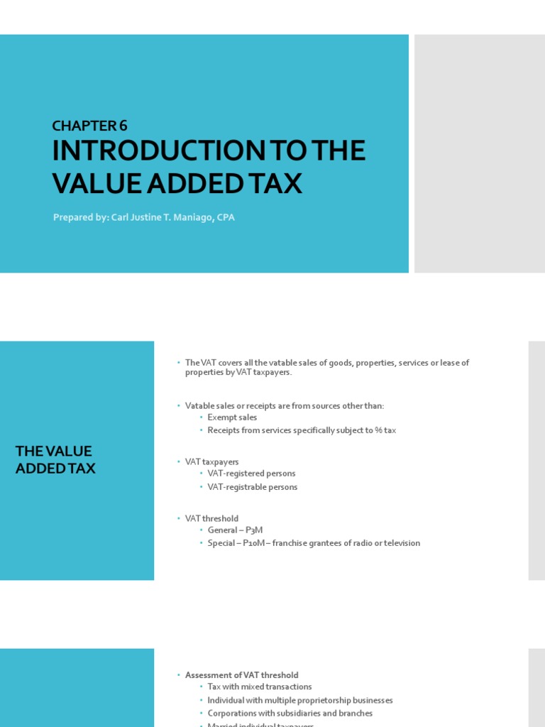 Lecture Chapter 6 Introduction To The Value Added Tax | Download Free ...
