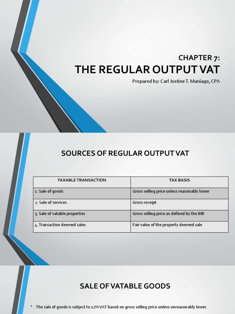 Chapter 7 The Regular Output Vat | PDF | Value Added Tax | Invoice