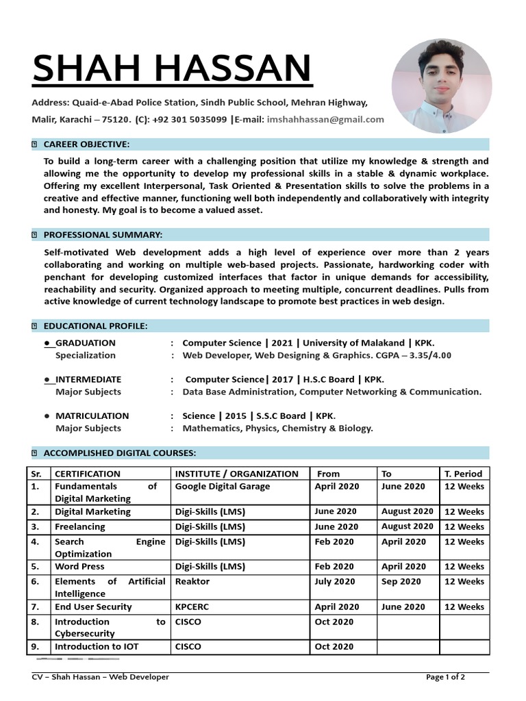 Shah Hassan - CV | PDF | Software | Websites