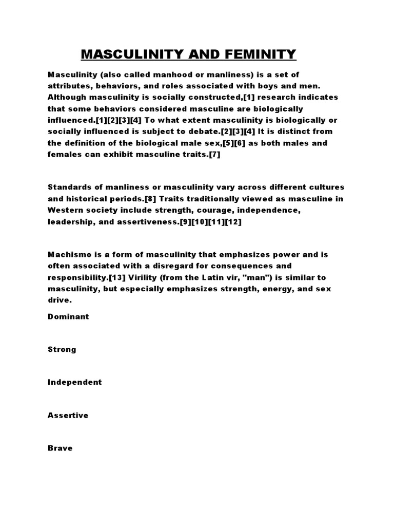 Masculinity and Feminity | PDF | Masculinity | Femininity