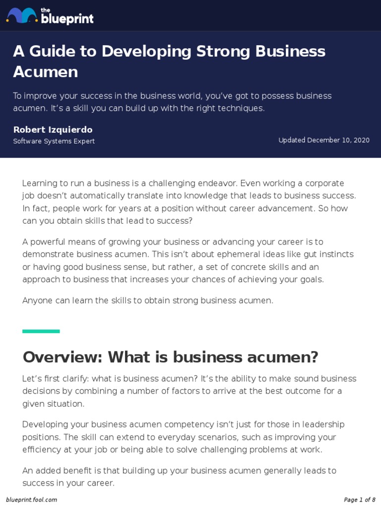 A Guide To Developing Strong Business Acumen | PDF | Business Model ...