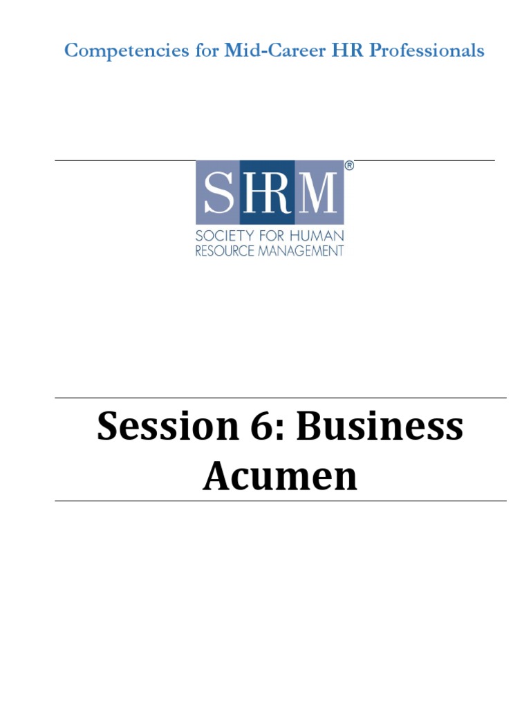 Session 6 Business Acumen Student Guide 2017 | PDF | Competence (Human ...