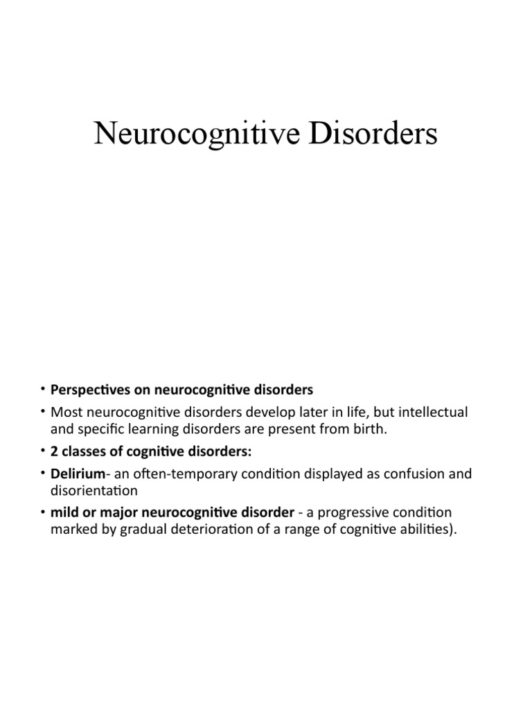 Understanding Neurocognitive Disorders | PDF | Psychiatry Related ...