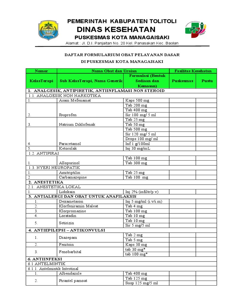 Formularium Obat Puskesmas | PDF