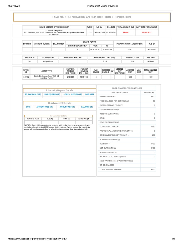 Eb Bill Apr - May21 | PDF | Payments | Nature