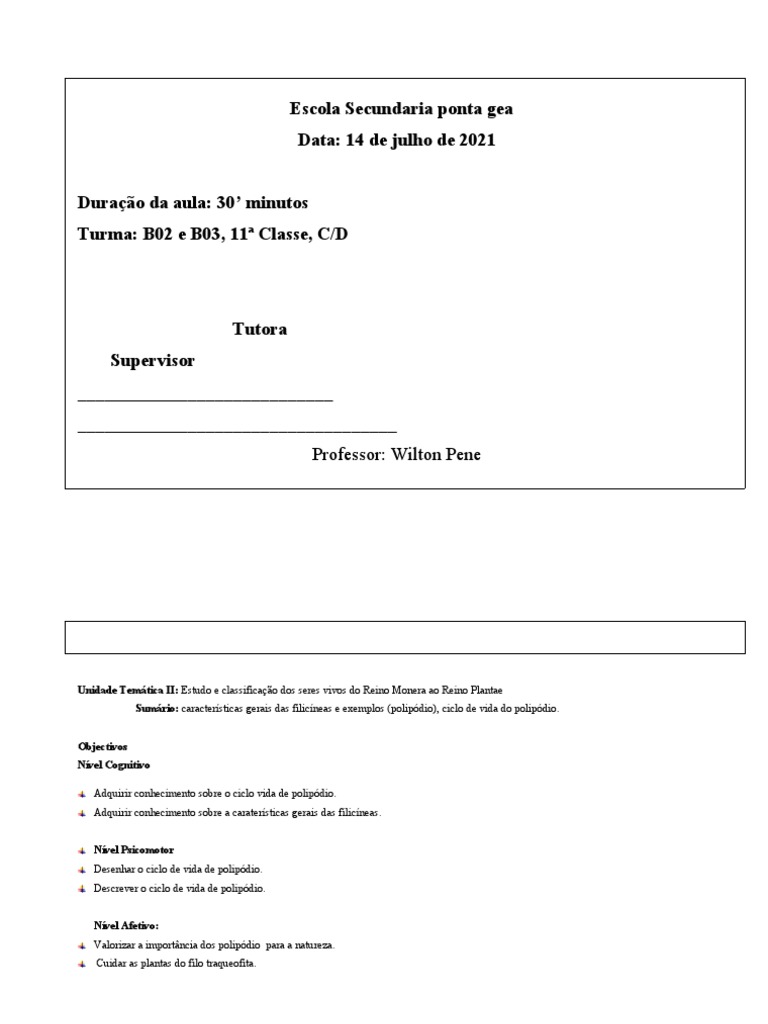 Caracteristicas Gerais e Ciclo de Vida Das Traqueofitas | Download ...