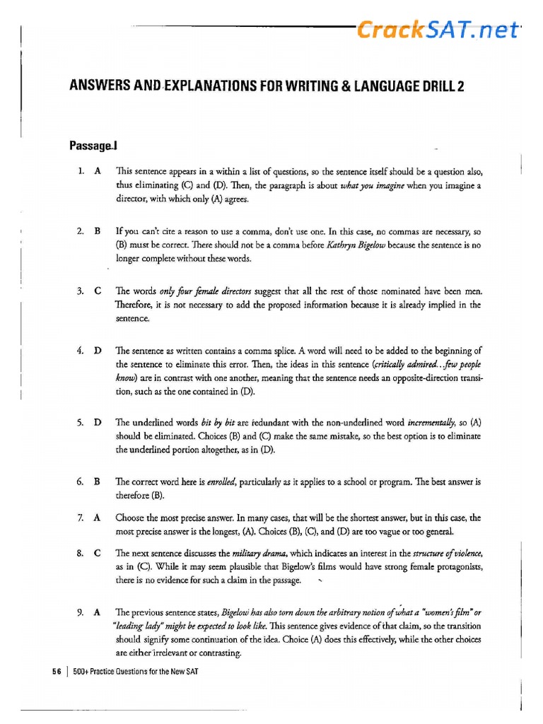 SAT Writing & Language Practice Test 2 Answer Explanations | PDF