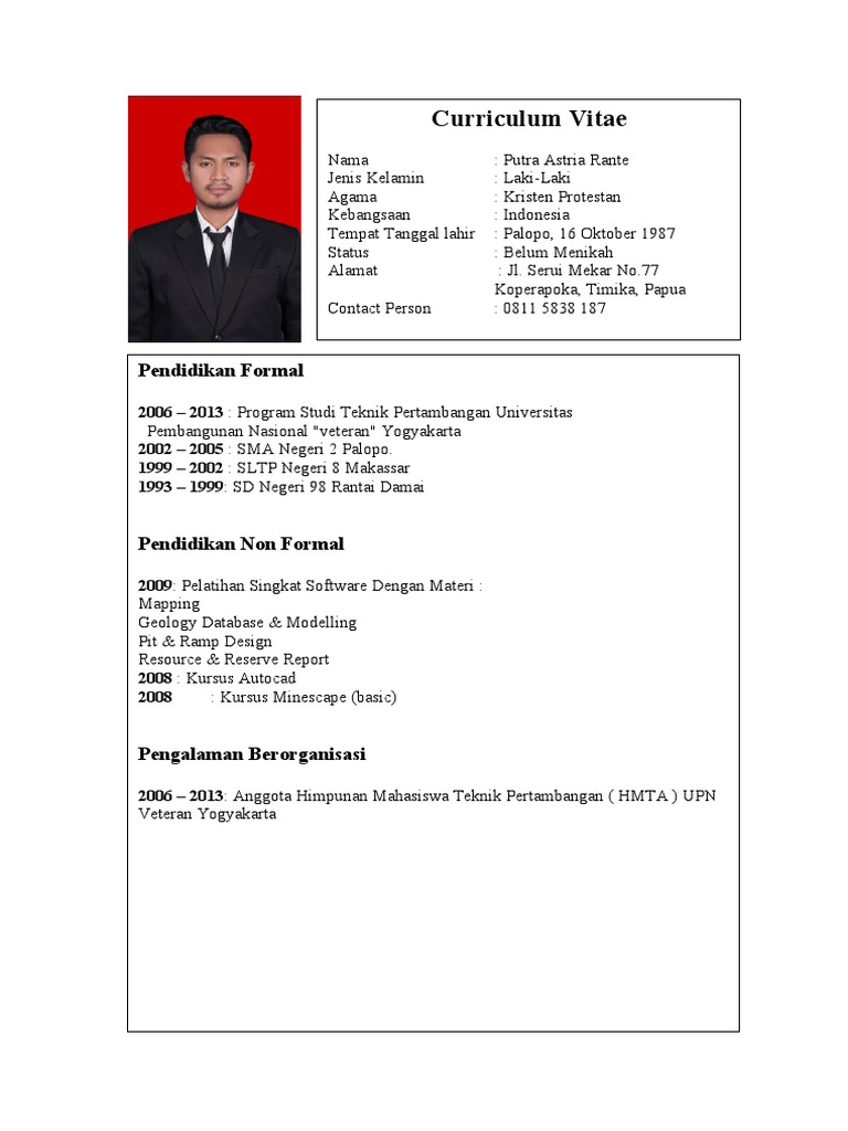 Curriculum Vitae: Pendidikan Formal | PDF