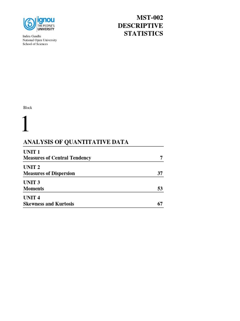 MST-002 - Descriptive Statistics | PDF | Mean | Average