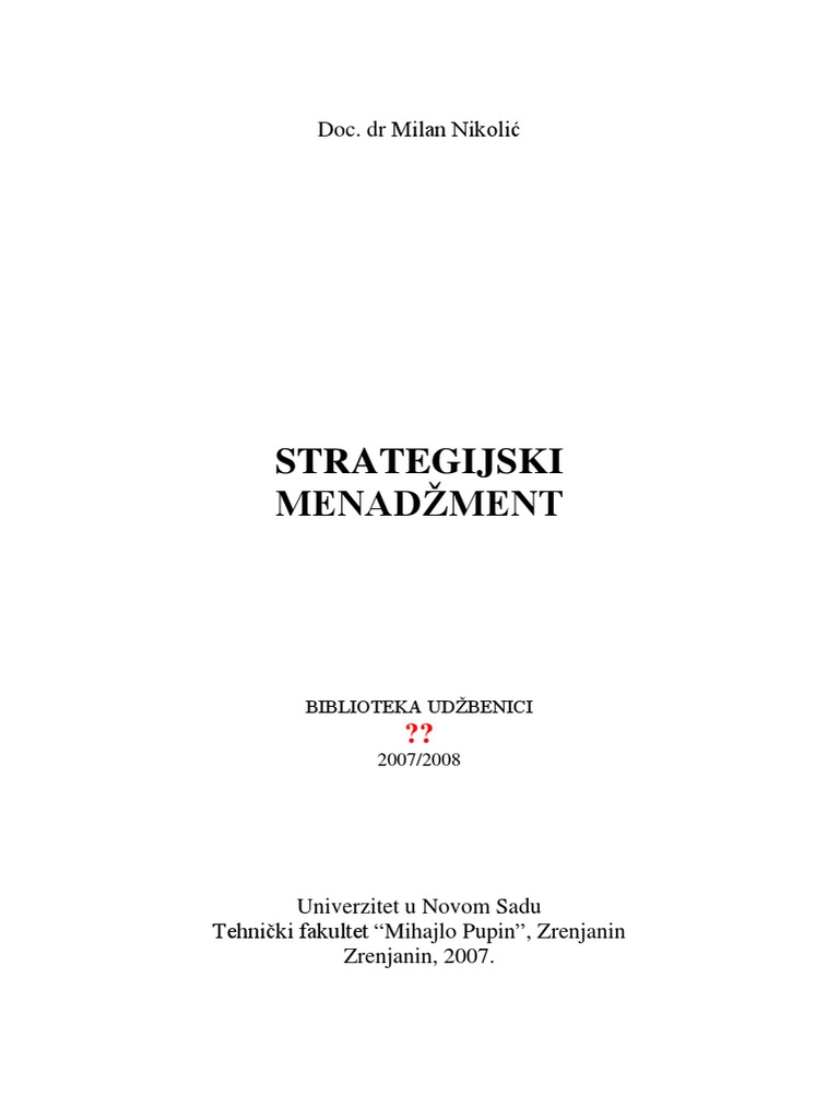 Strategijski Menadzment - Knjiga | PDF