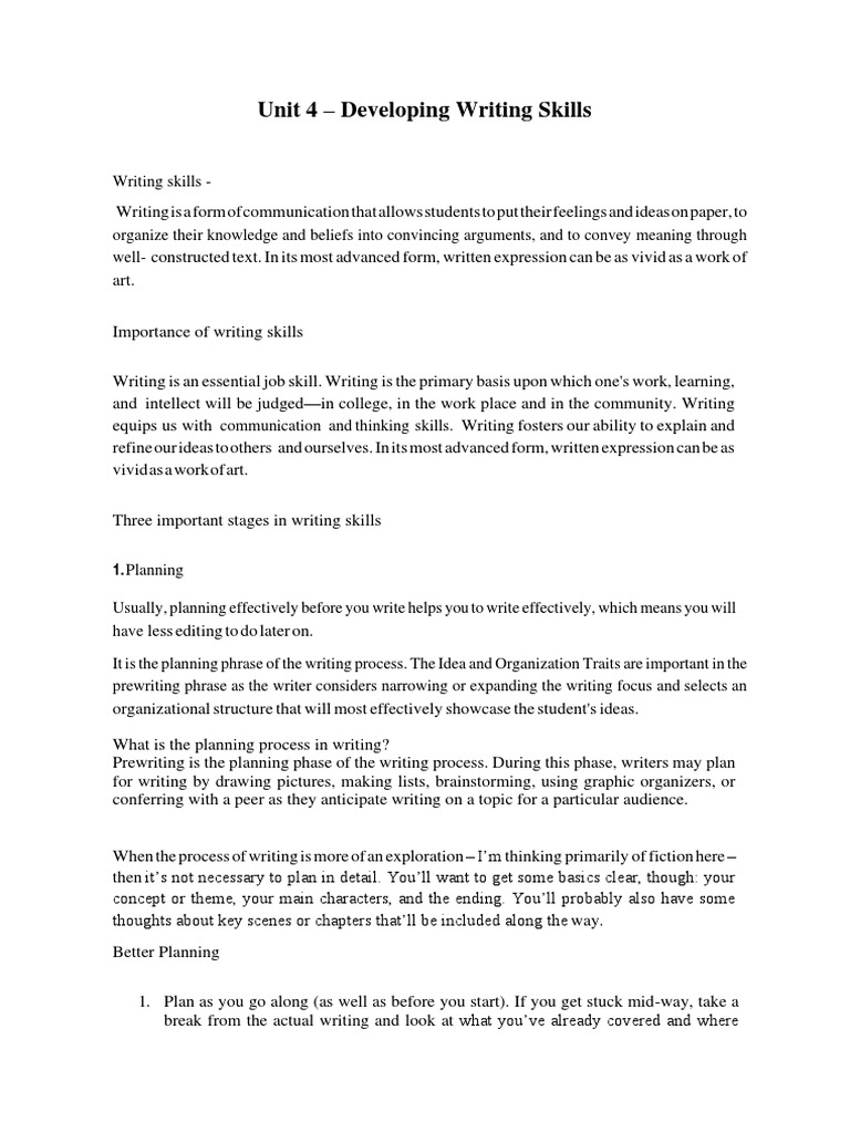 Unit 4 - Developing Writing Skills | Download Free PDF | Editing ...