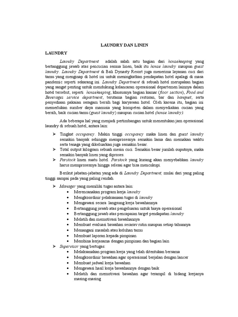 Laundry Dan Linen | PDF