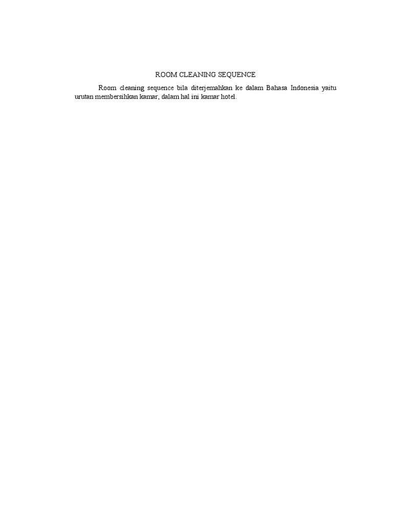 Room Cleaning Sequence | PDF